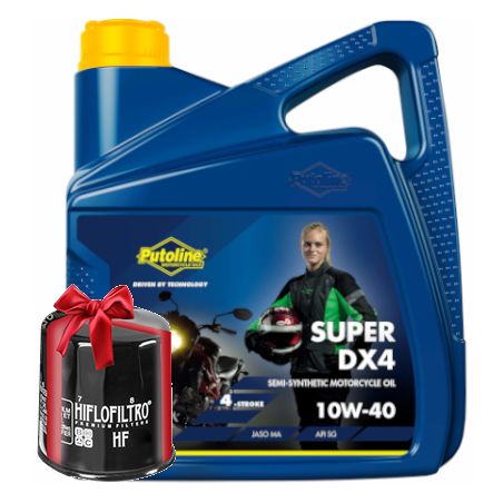 Huile moto Putoline Super DX4 10W40 Semi-Synthèse 4T 4 Litres + Filtre ...